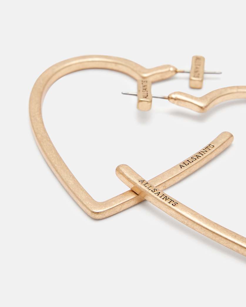 Femi Large Heart Hoop Earrings WARM BRASS | ALLSAINTS
